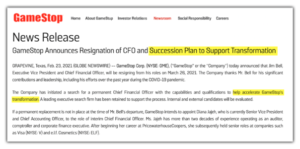 GameStop Announces Resignation of CFO to Support Transformation ...