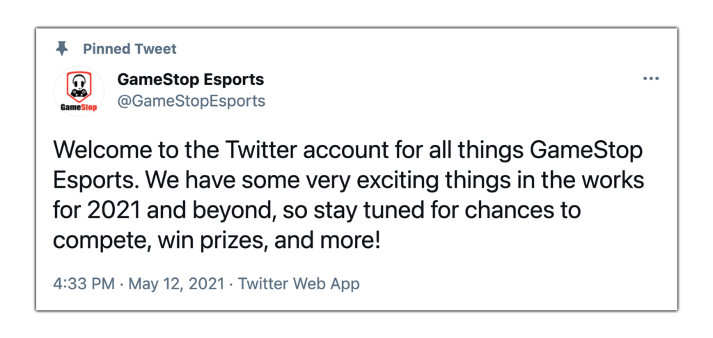 GameStop Launches Esports Twitter | GameStop Due Diligence • GMEdd.com
