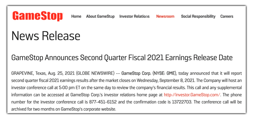 GameStop Announces Q2 2021 Earnings Date | GameStop Due Diligence ...